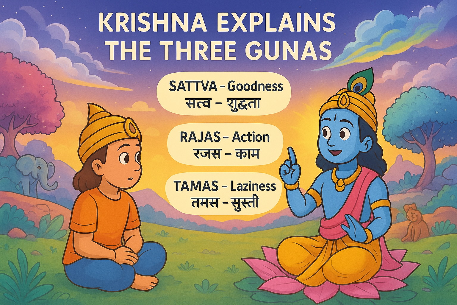 Bhagavad Gita for Kids Chapter 14:Three Gunas Explained simply easy guide